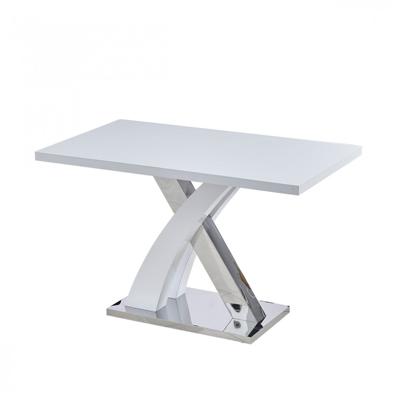 Elegant White High Gloss Kitchen Dining Table 120x70x75cm with ...